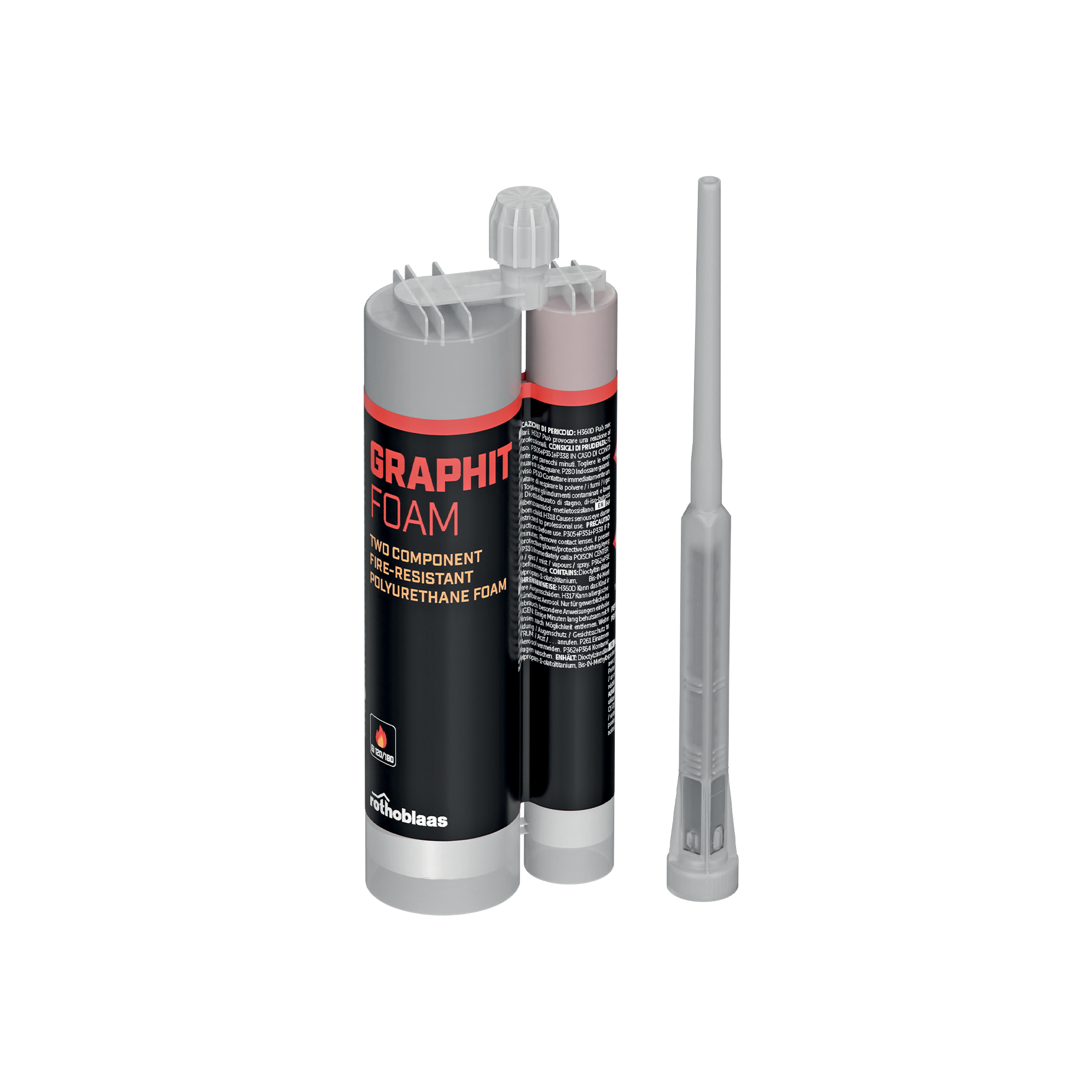 TWO-COMPONENT FIREPROOF POLYURETHANE FOAM SUPPLEMENTED WITH GRAPHITE